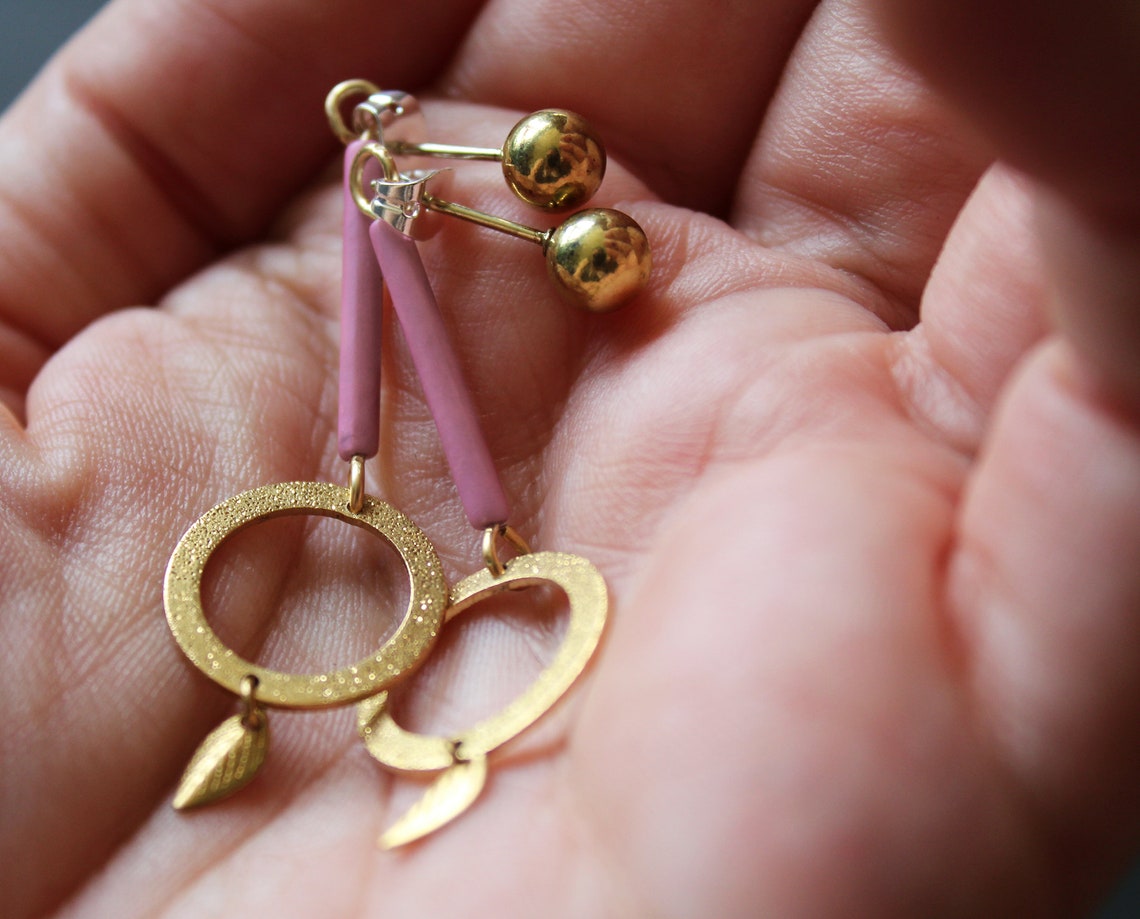 Front back earrings open circle earrings ear jacket gold long | Etsy