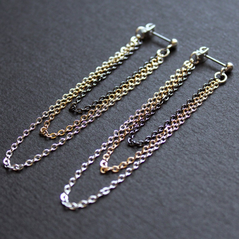 Multi Chain Earrings - Etsy