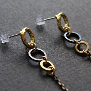 Earbud Earrings in Black and Gold With Silicone Loop Ring, Anti-lost ...