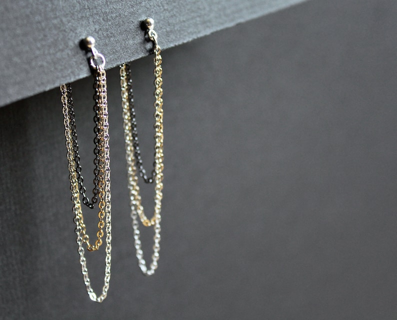 Front Back Earrings Long Chain Earrings Double Sided Earring Popular ...
