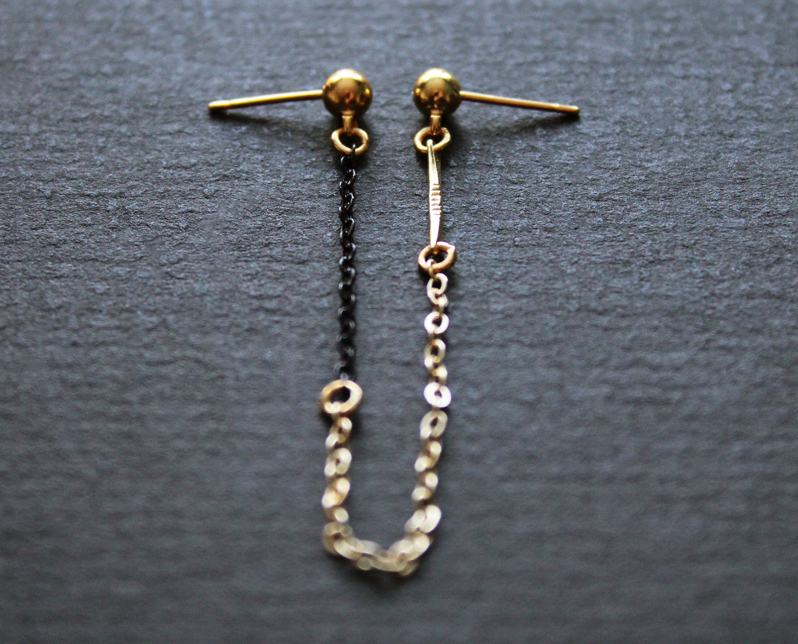 Double Piercing Earring Connected Earrings Double Lobe Earring - Etsy