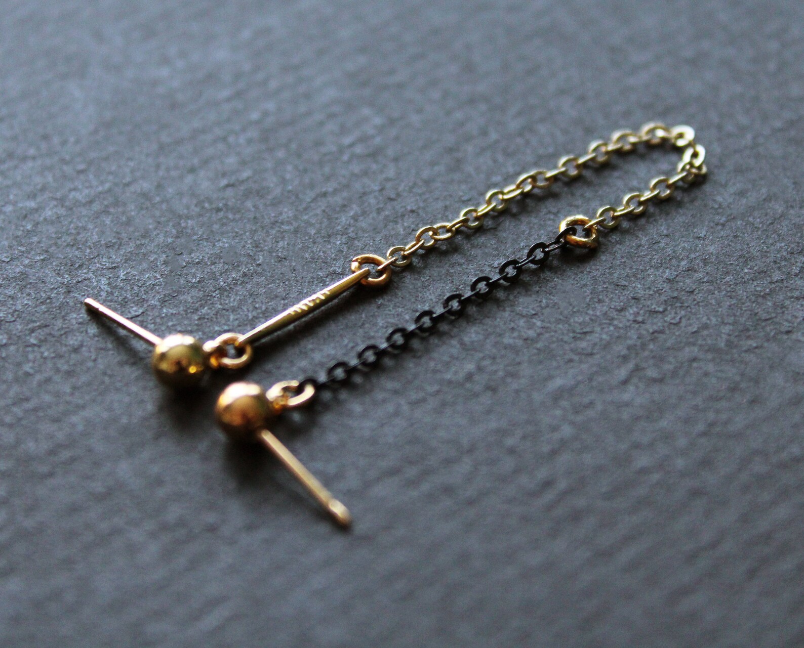 Double Piercing Earring Connected Earrings Double Lobe Earring Chain ...