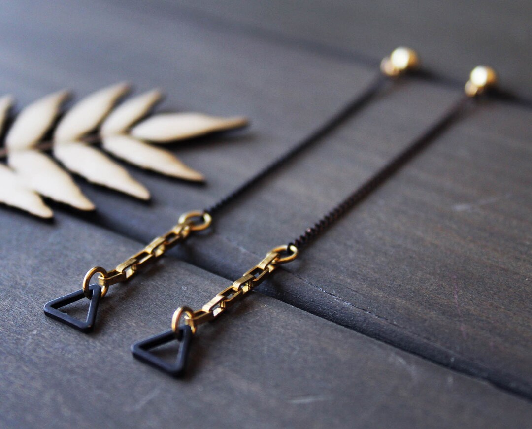 Linear Earrings Best Selling Items Long Chain Earrings Gold and Black ...