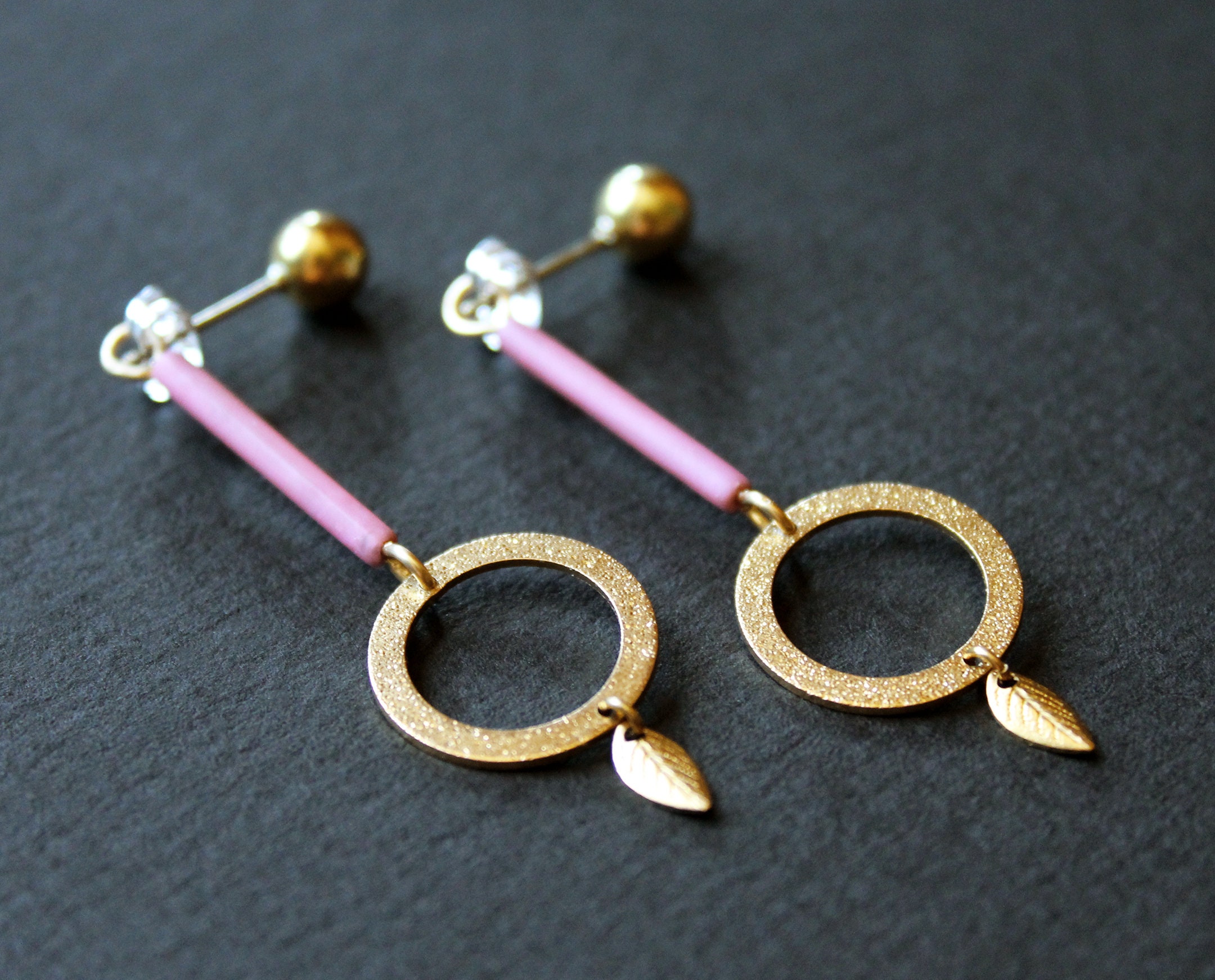Front back earrings open circle earrings ear jacket gold long | Etsy