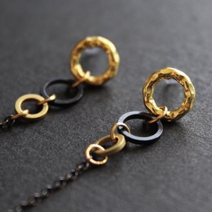 Earbud Earrings in Black and Gold With Silicone Loop Ring, Anti-lost ...