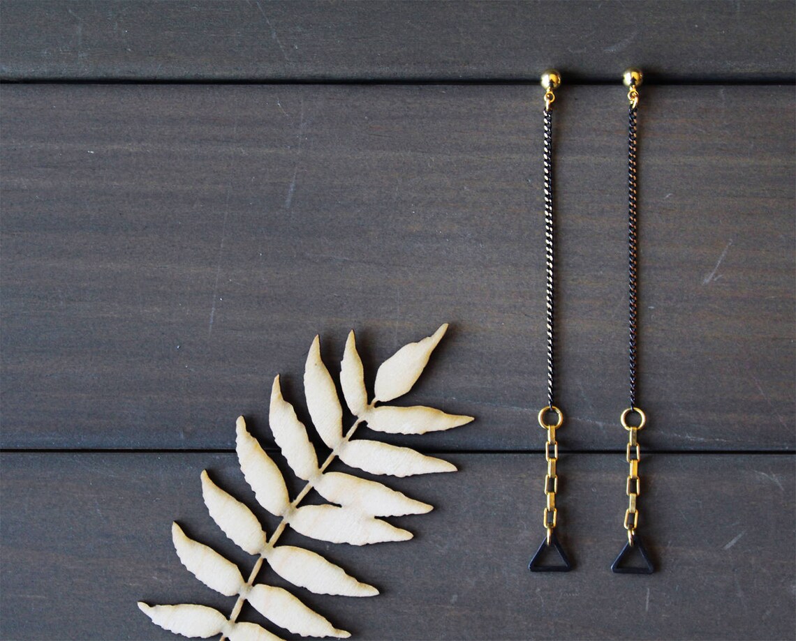 Linear Earrings Best Selling Items Long Chain Earrings Gold and Black ...