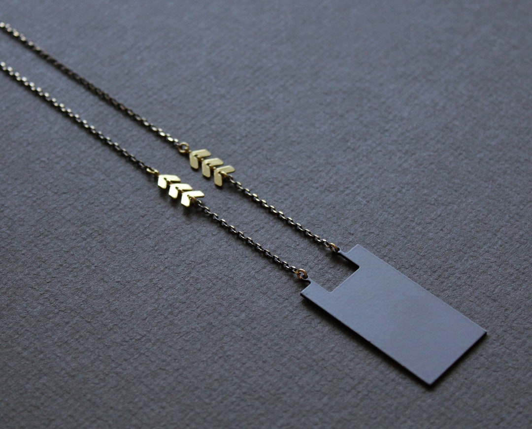 Matte Black Long Necklaces for Women Geometric Necklace Chevron ...