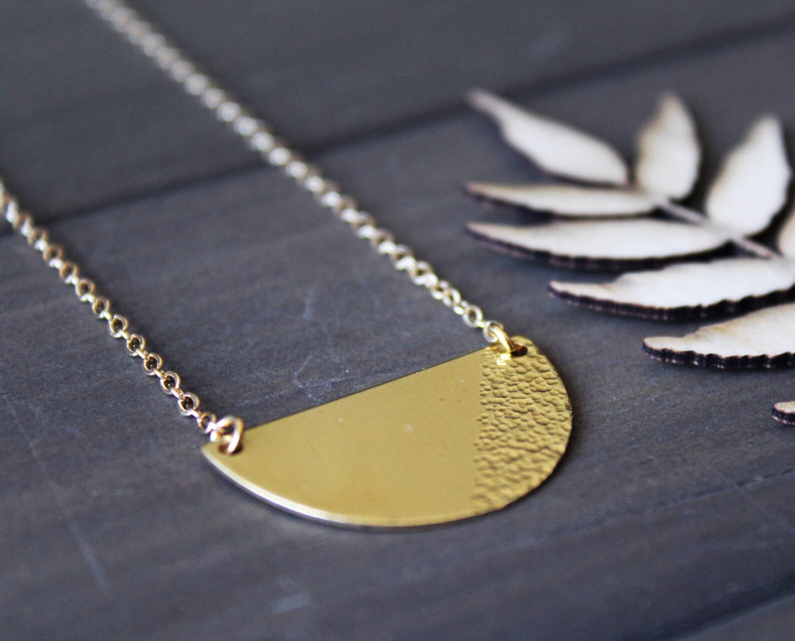 Half Moon Necklace Half Circle Necklace Semi Circle Necklace - Etsy