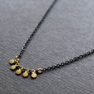 Black Chain Necklace Brass Etched Disc Pendant, Dainty Minimalist Gold ...