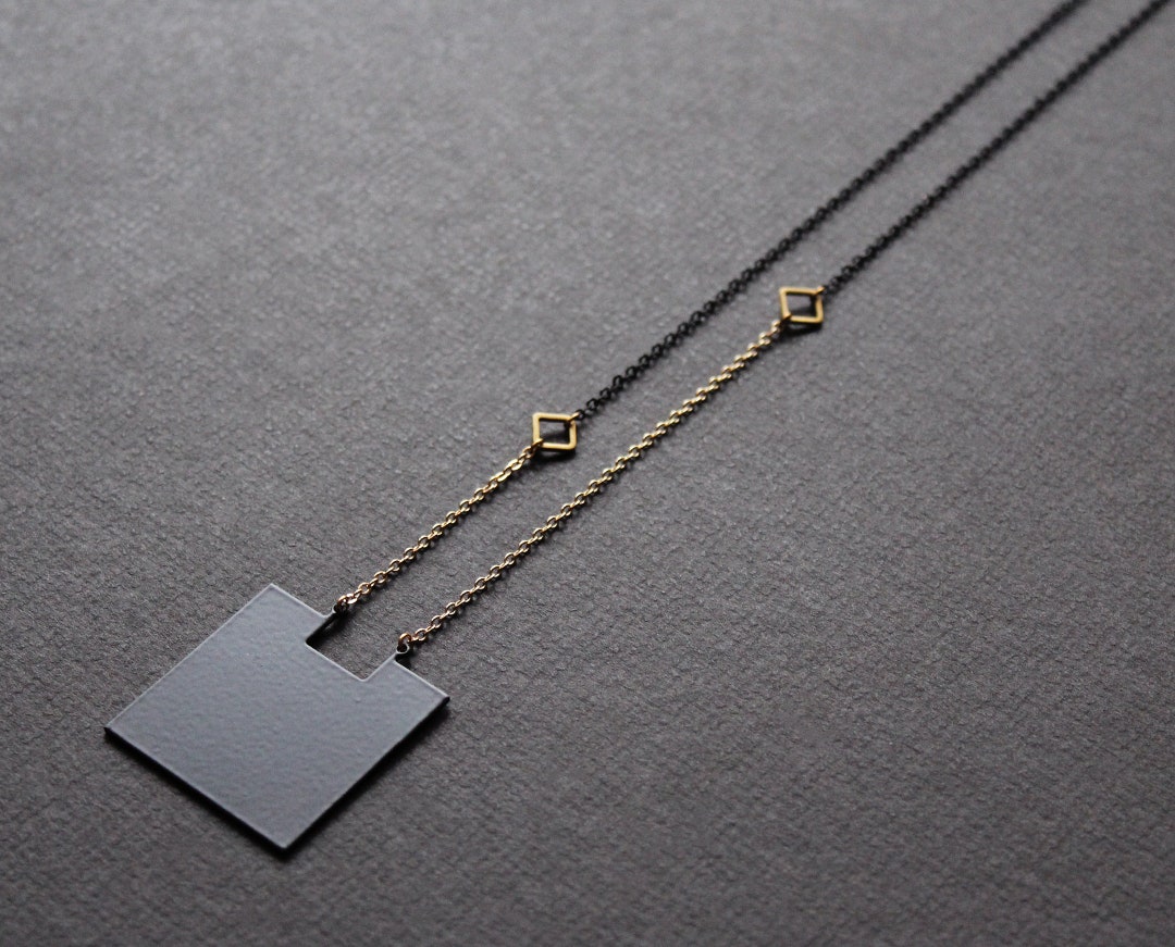 Square Medallion Necklace Geometric Necklace Long Necklaces for Women ...