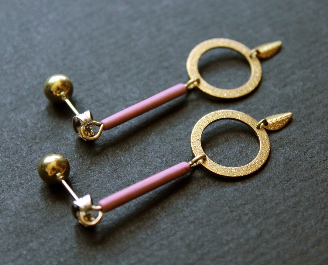 Front Back Earrings Open Circle Earrings Ear Jacket Gold Long Stud ...