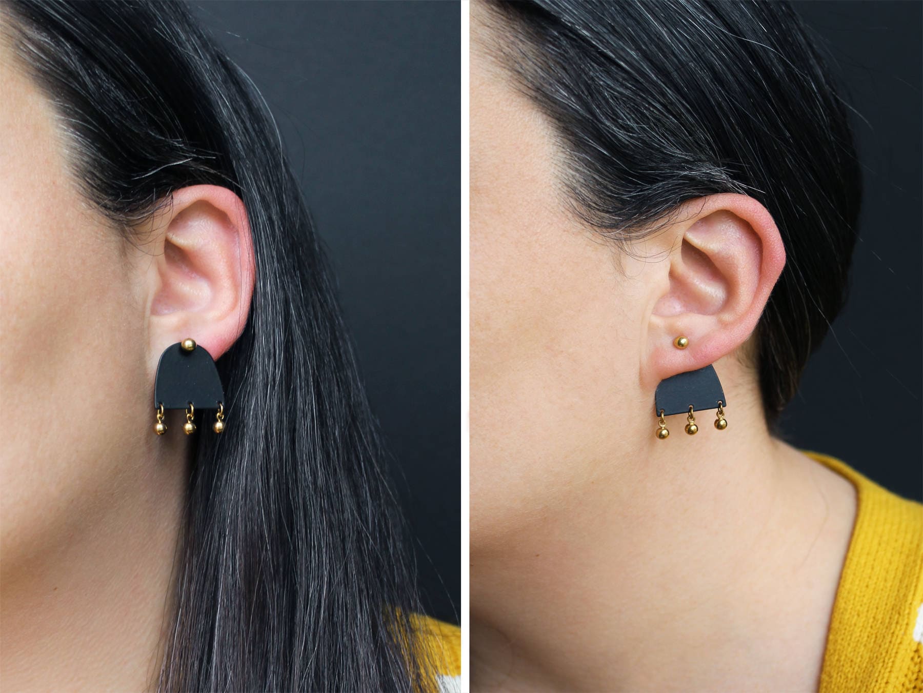 Front Back Earrings Double Sided Earring Matte Black Earrings - Etsy Canada