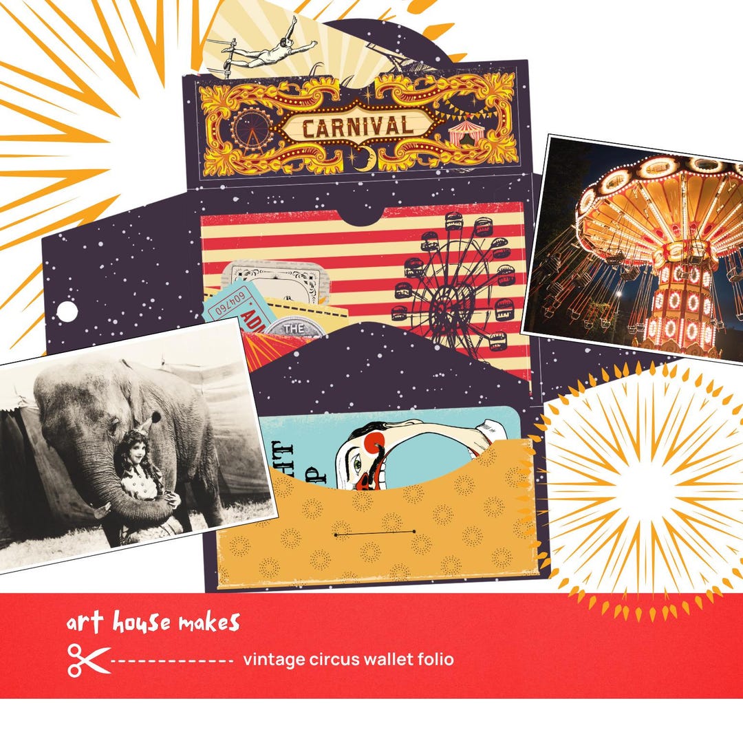Retro Circus Printable Folio Kit | Junk Journal Folio Folder | Carnival ...