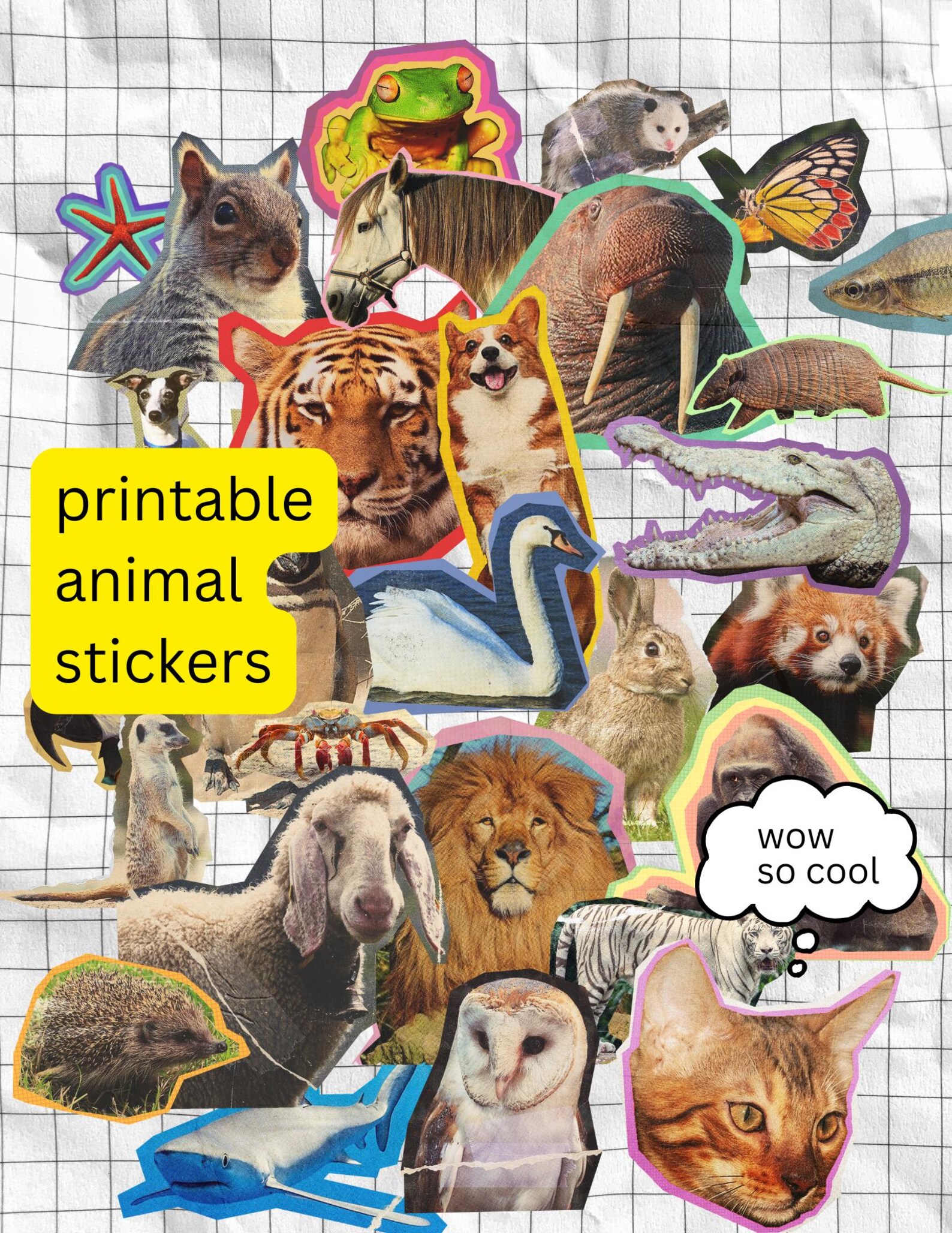 Printable Sticker Sheet | Planner Stickers |junk Journal | Animal ...