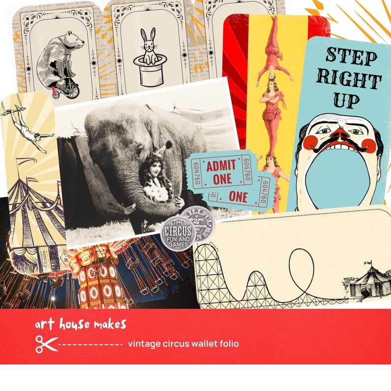 Retro Circus Printable Folio Kit | Junk Journal Folio Folder | Carnival ...