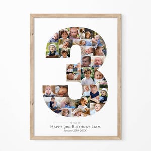 Birthday Number 3 Photo Collage, Birthday Gift, Third Birthday Photo ...