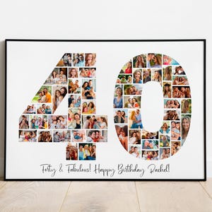 40th Birthday Photo Collage, Personalized 40th Birthday Photo Collage ...