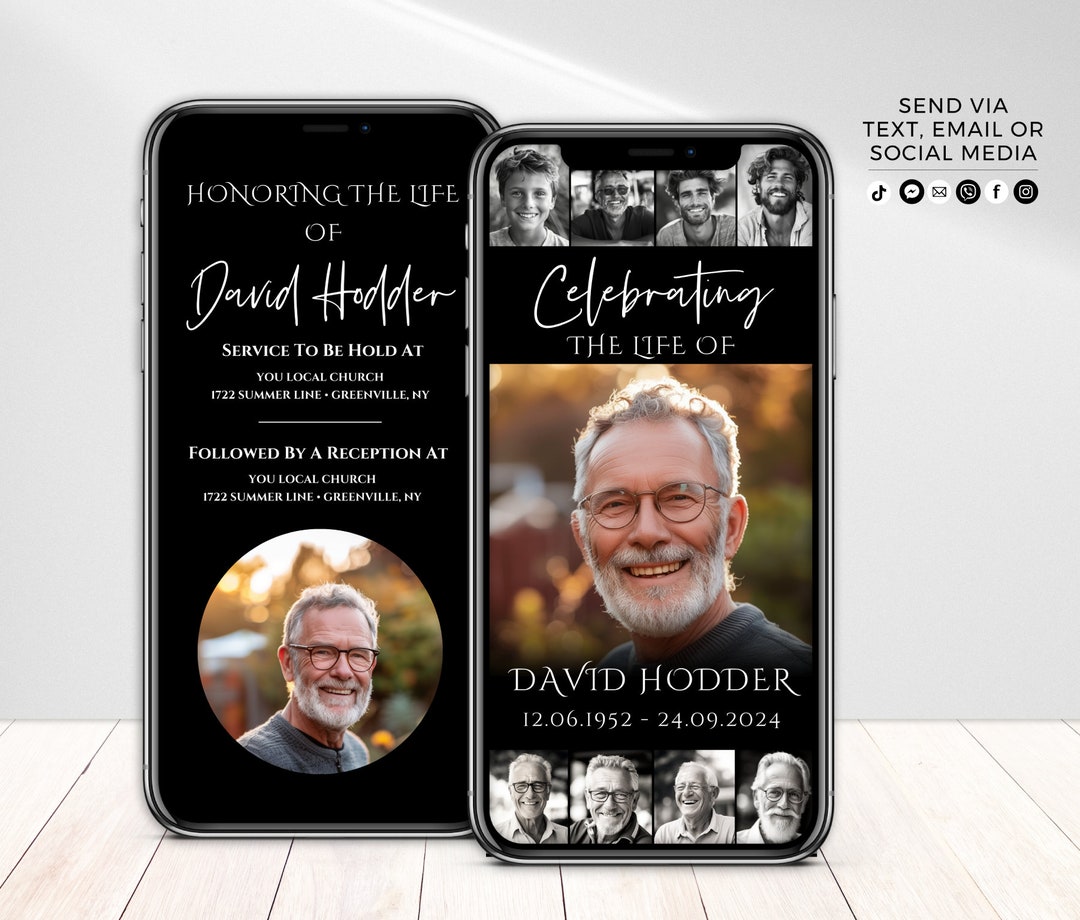 Celebration of Life Phone Invitation With Photo Collage, Memorial Evite ...