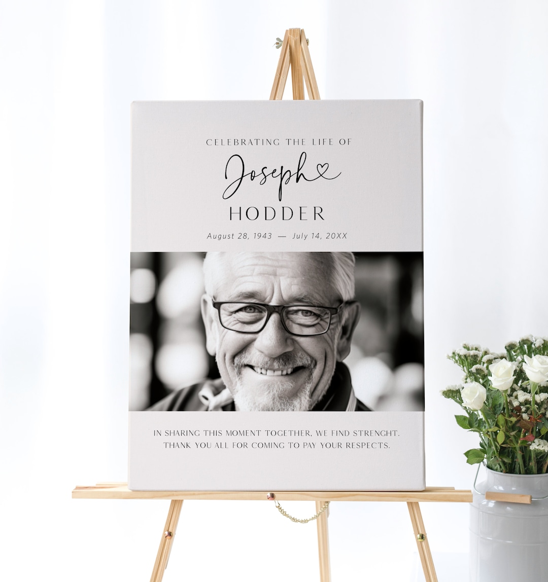 Funeral Memorial Sign, Minimalist Funeral Welcome Poster, Loving Memory ...