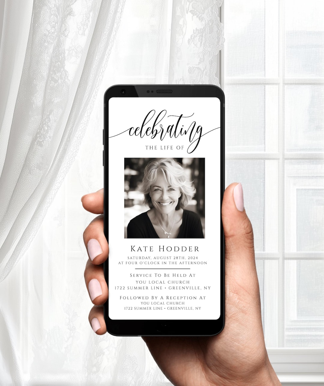 Editable Funeral Evite, Digital Funeral Invitation, Electronic Funeral ...