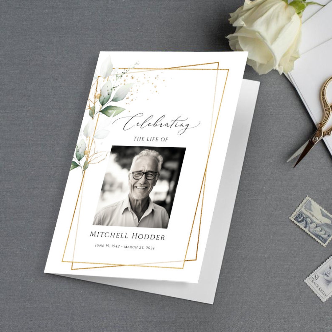 Greenery Funeral Program Template for Women, in Loving Memory, Memorial ...
