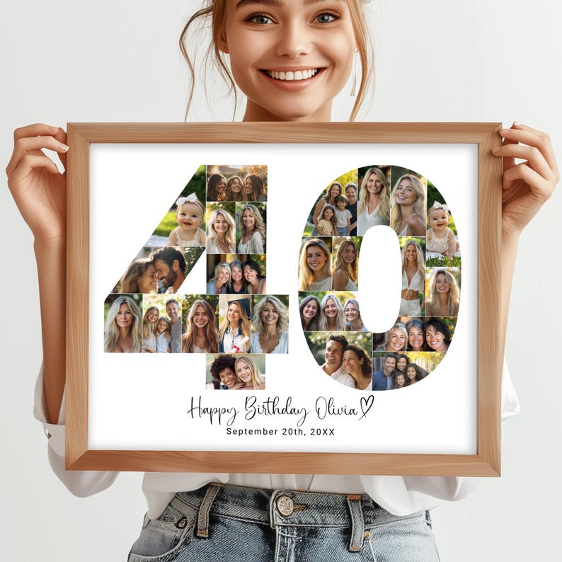 Personalized 40th Birthday Photo Collage Template, 40th Birthday Gift ...