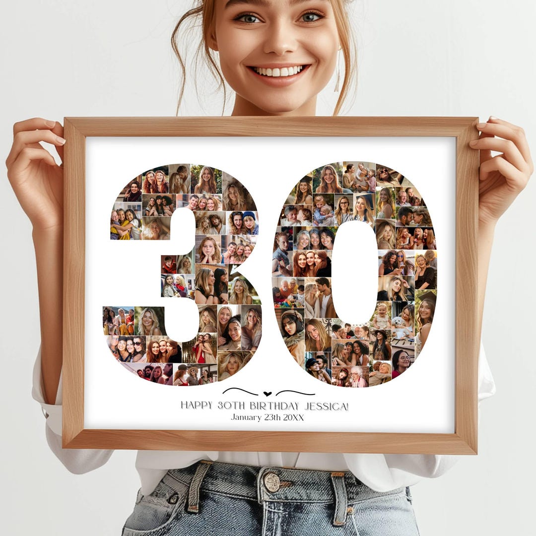 Large Number 30 Birthday Collage Canva Template, Custom 30th Birthday ...