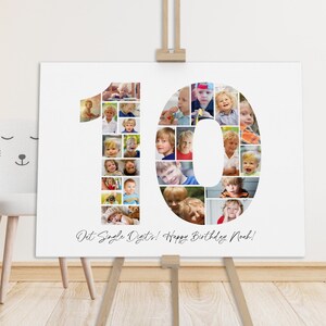 10th Birthday Photo Collage Template: Editable Number 10 Poster (canva ...