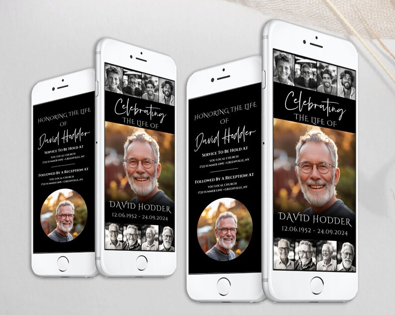 Celebration of Life Phone Invitation With Photo Collage, Memorial Evite ...