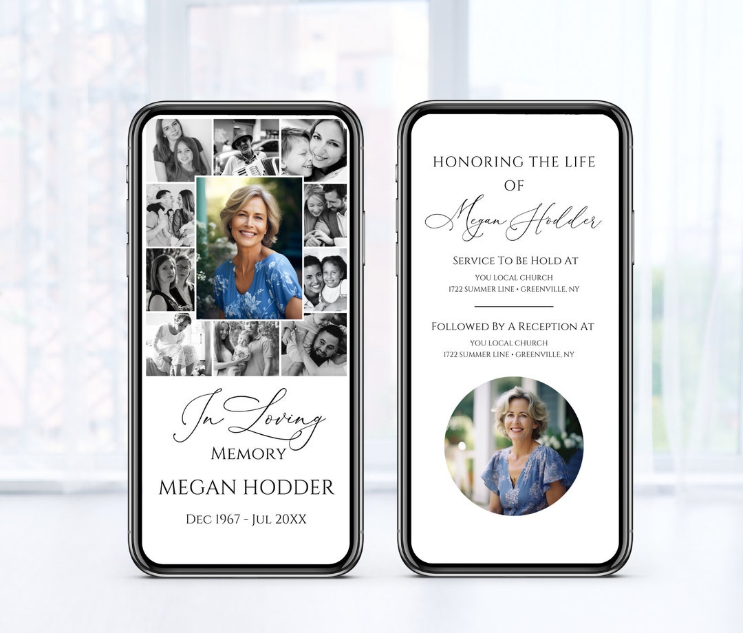 Digital Funeral Invitation Celebration of Life Phone Invitation ...