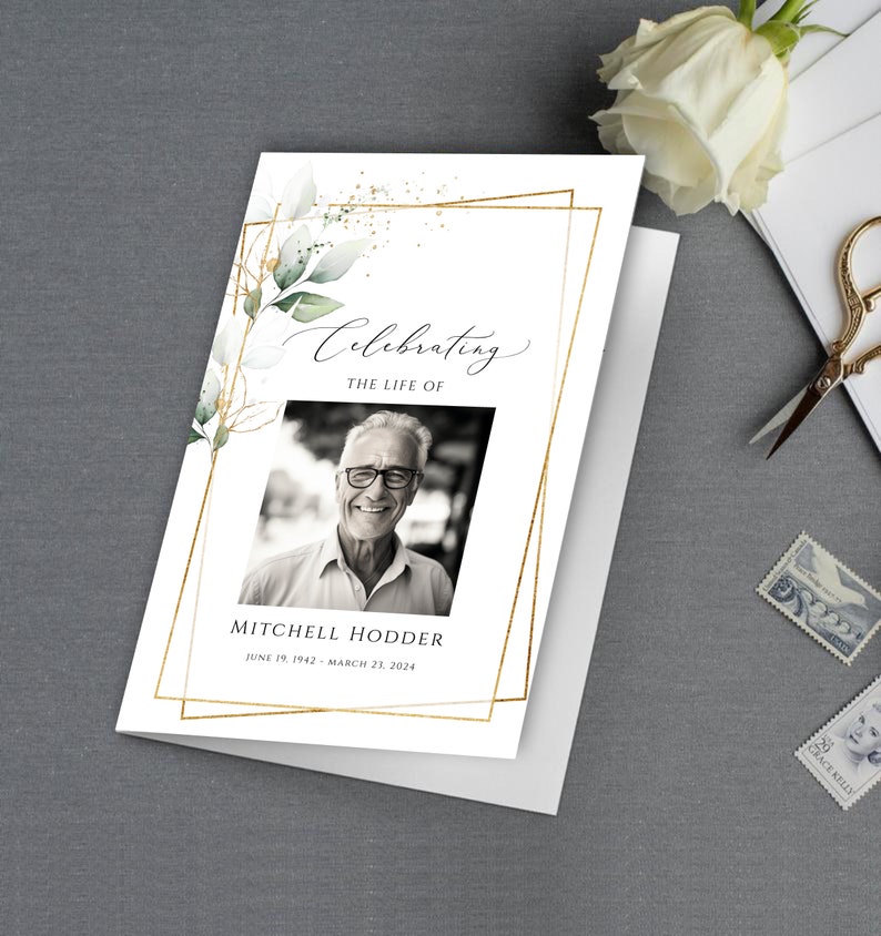 Greenery Funeral Program Template for Women, in Loving Memory, Memorial ...
