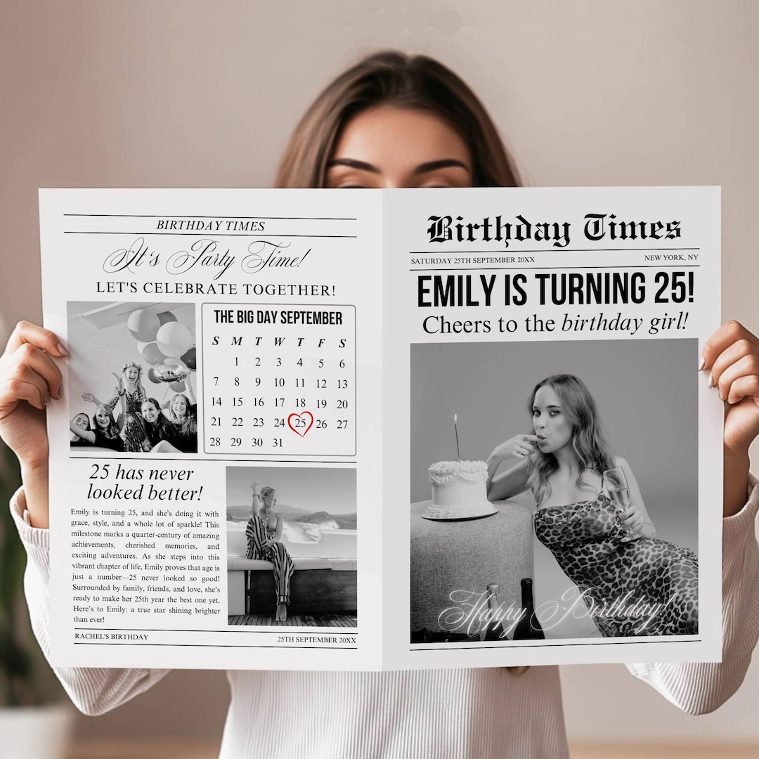 Canva Birthday Newspaper Template, Editable Newspaper Birthday, Large ...