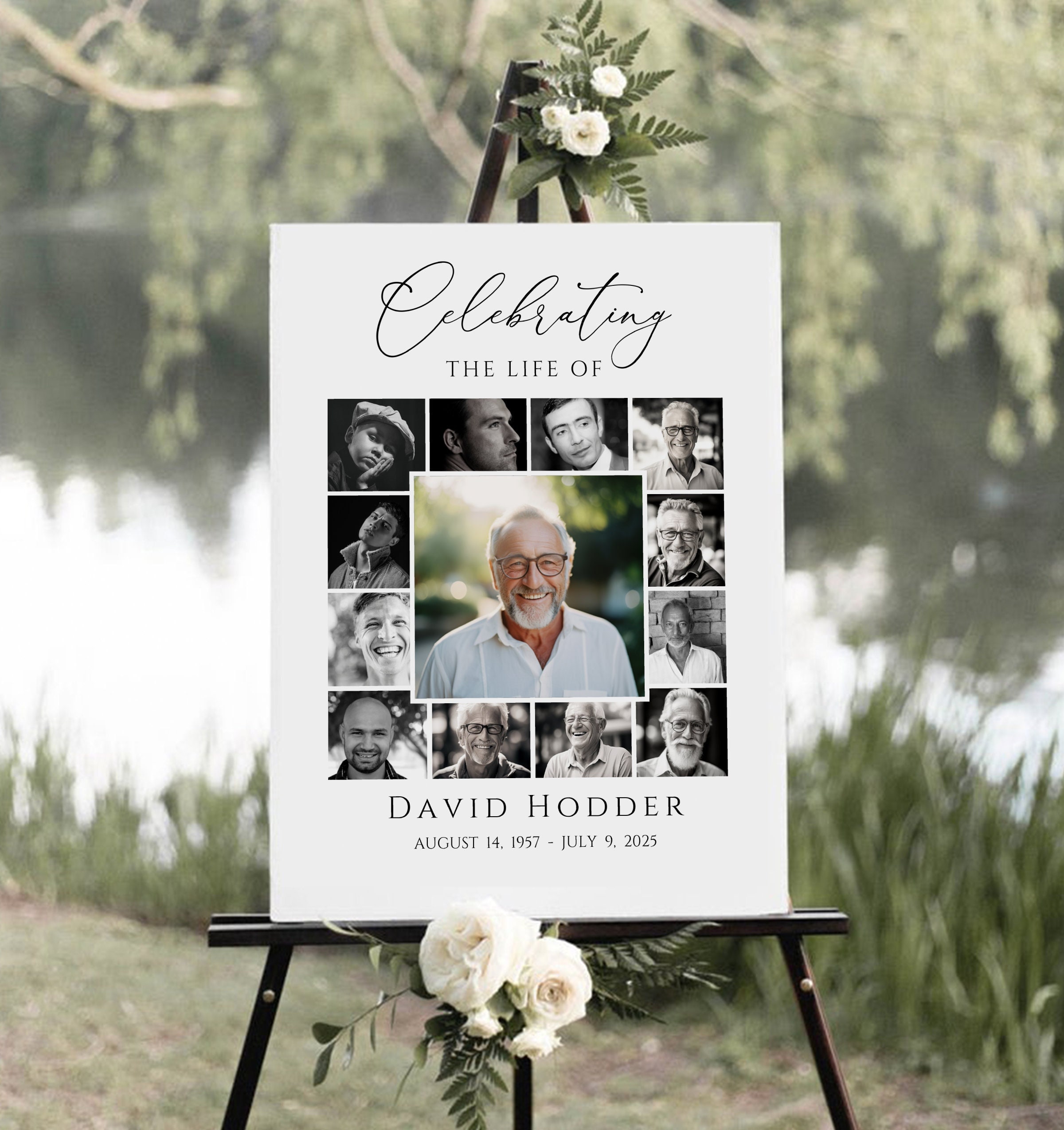 Funeral Photo Collage Template for 13 Photos, 24x36 Poster Size Photo ...