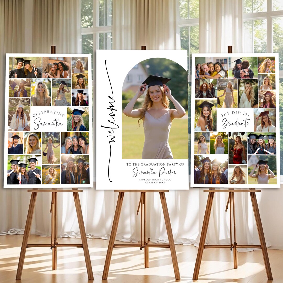 Graduation Photo Collage Template, Editable Canva Poster, Senior Memory ...