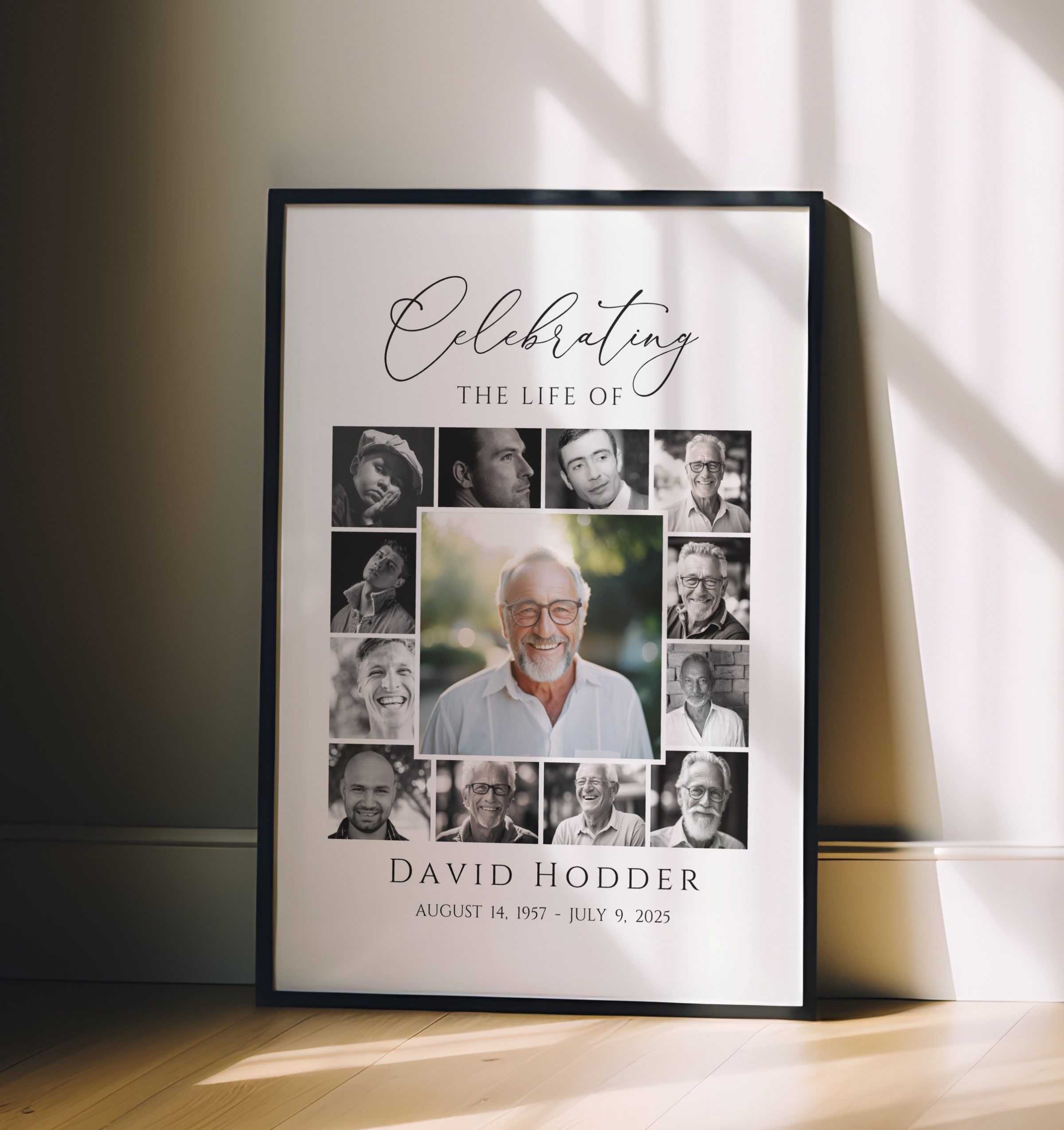 Funeral Photo Collage Template for 13 Photos, 24x36 Poster Size Photo ...