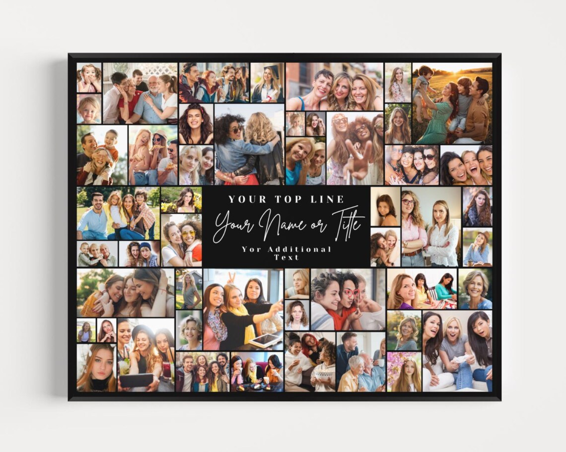 Poster Size Photo Collage, Collage Template for 50 Photos, Photo ...