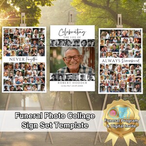 Funeral Photo Collage Template for 13 Photos, 24x36 Poster Size Photo ...