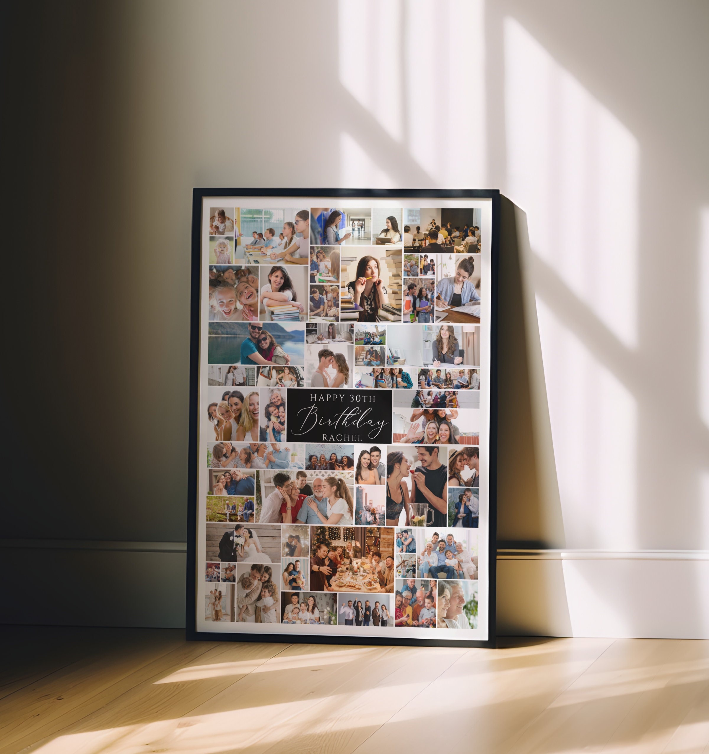 Birthday Photo Collage Template, Printable Birthday Gift Collage, Photo ...