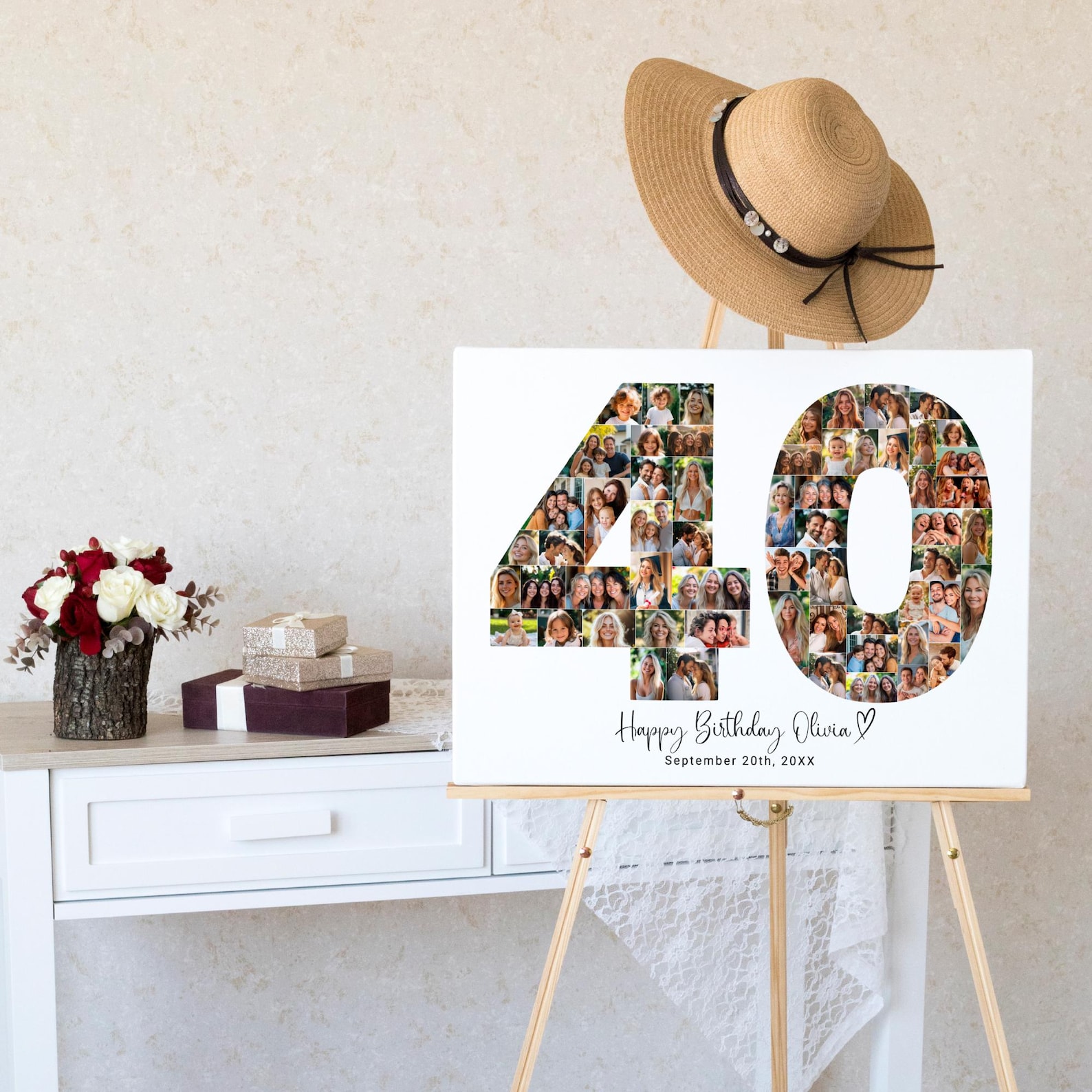 Personalized 40th Birthday Photo Collage Template, 40th Birthday Gift ...