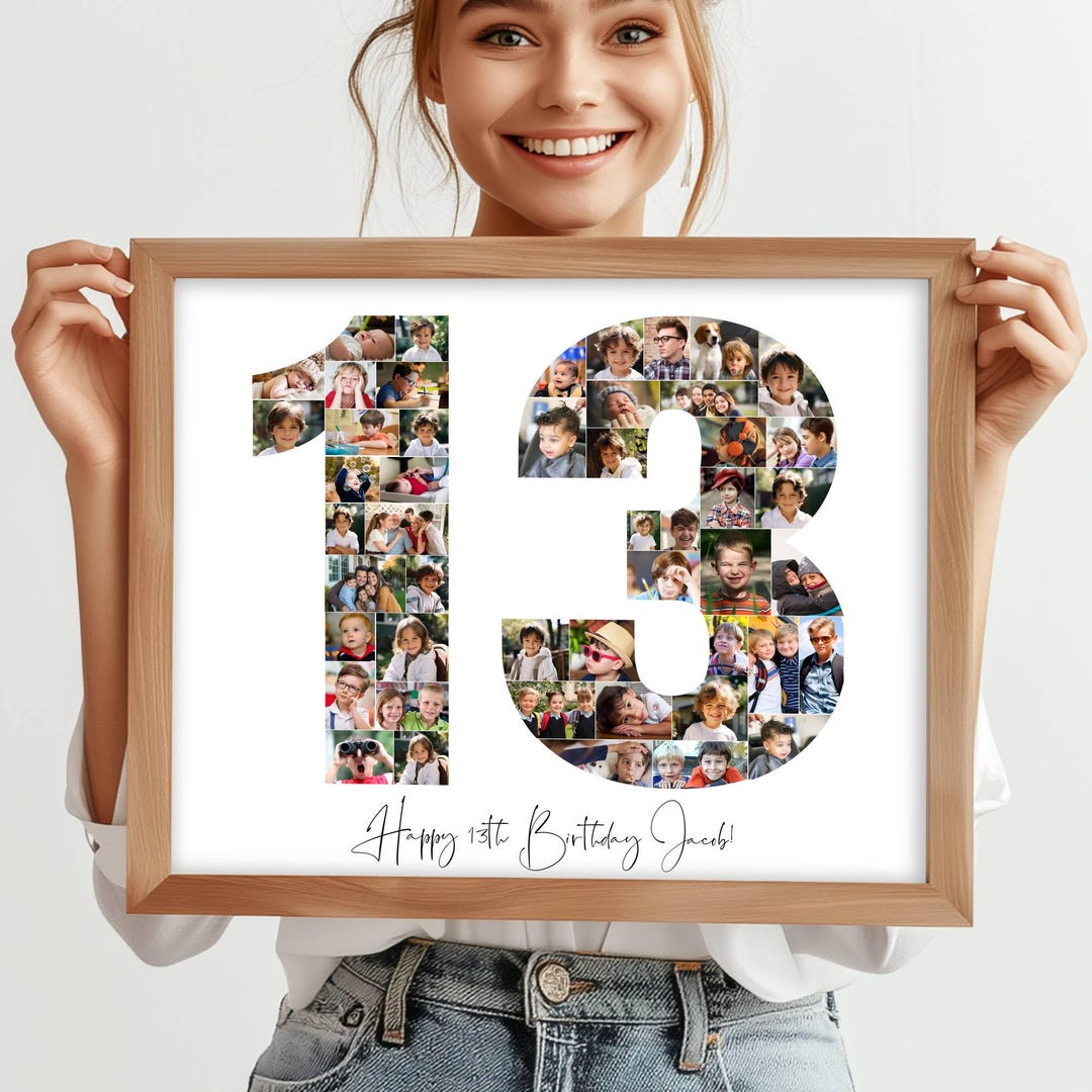 13th Birthday Photo Collage, Personalized 13th Birthday Photo Collage ...
