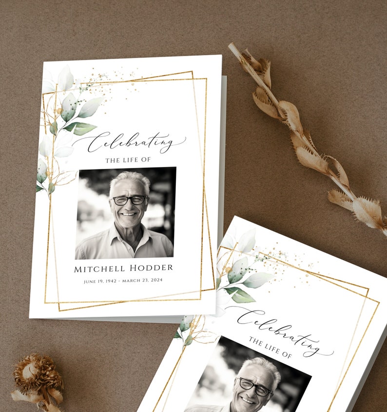 Greenery Funeral Program Template for Women, in Loving Memory, Memorial ...