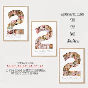 Birthday Number 2 Photo Collage, Birthday Gift, Second Birthday Photo ...