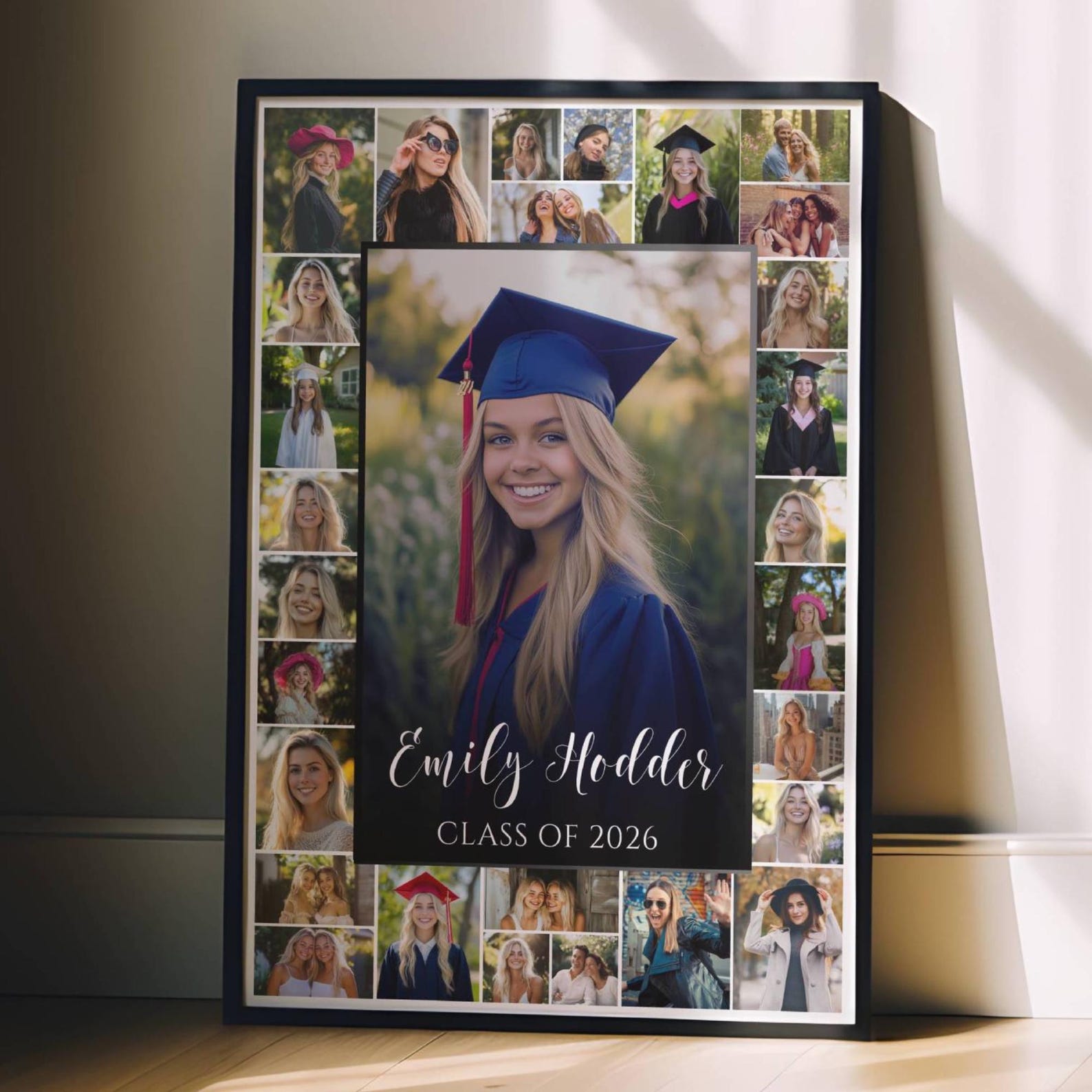 Printable Graduation Photo Collage Template, Graduation Poster Display ...