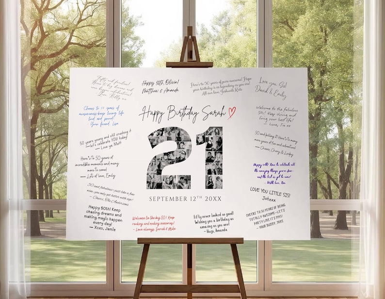 21st Birthday Signature Board Printable, Number 21 Photo Sign, 21st ...