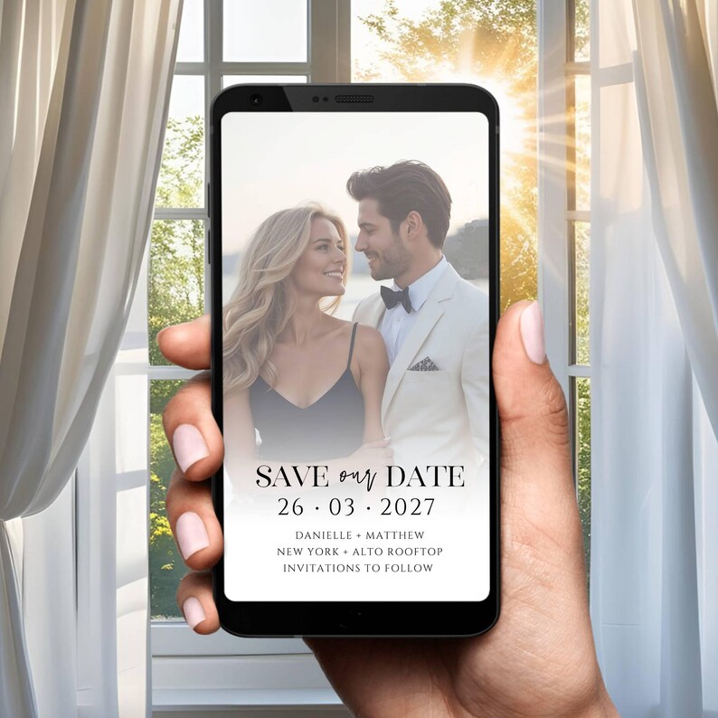 Modern Save the Date Template, Printable Wedding Announcement Card ...