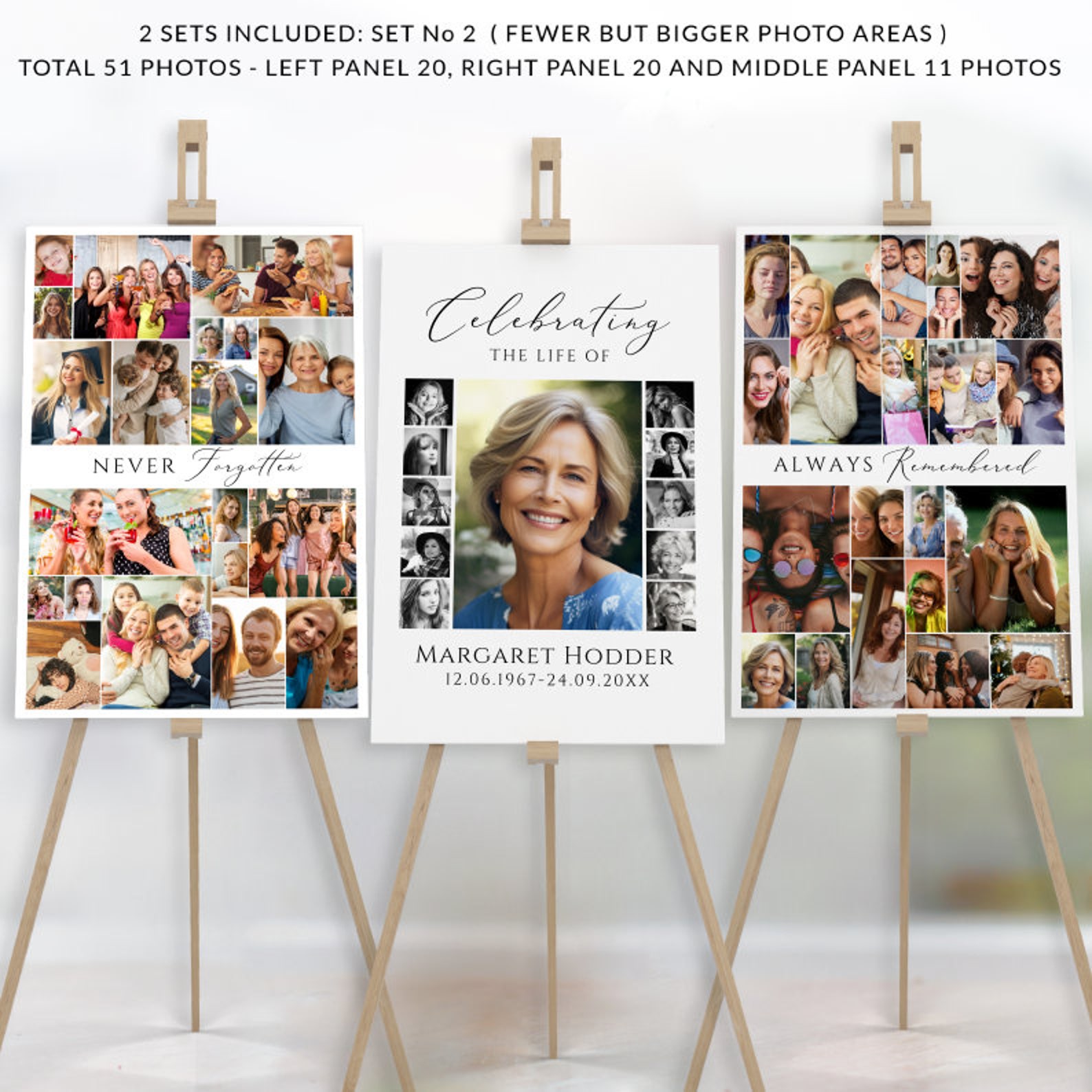 Funeral Photo Collage Sign Set Templates, Funeral Welcome Sign Template ...