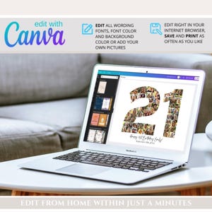 21st Birthday Photo Collage, 21st Birthday Gift, Birthday Number 21 ...