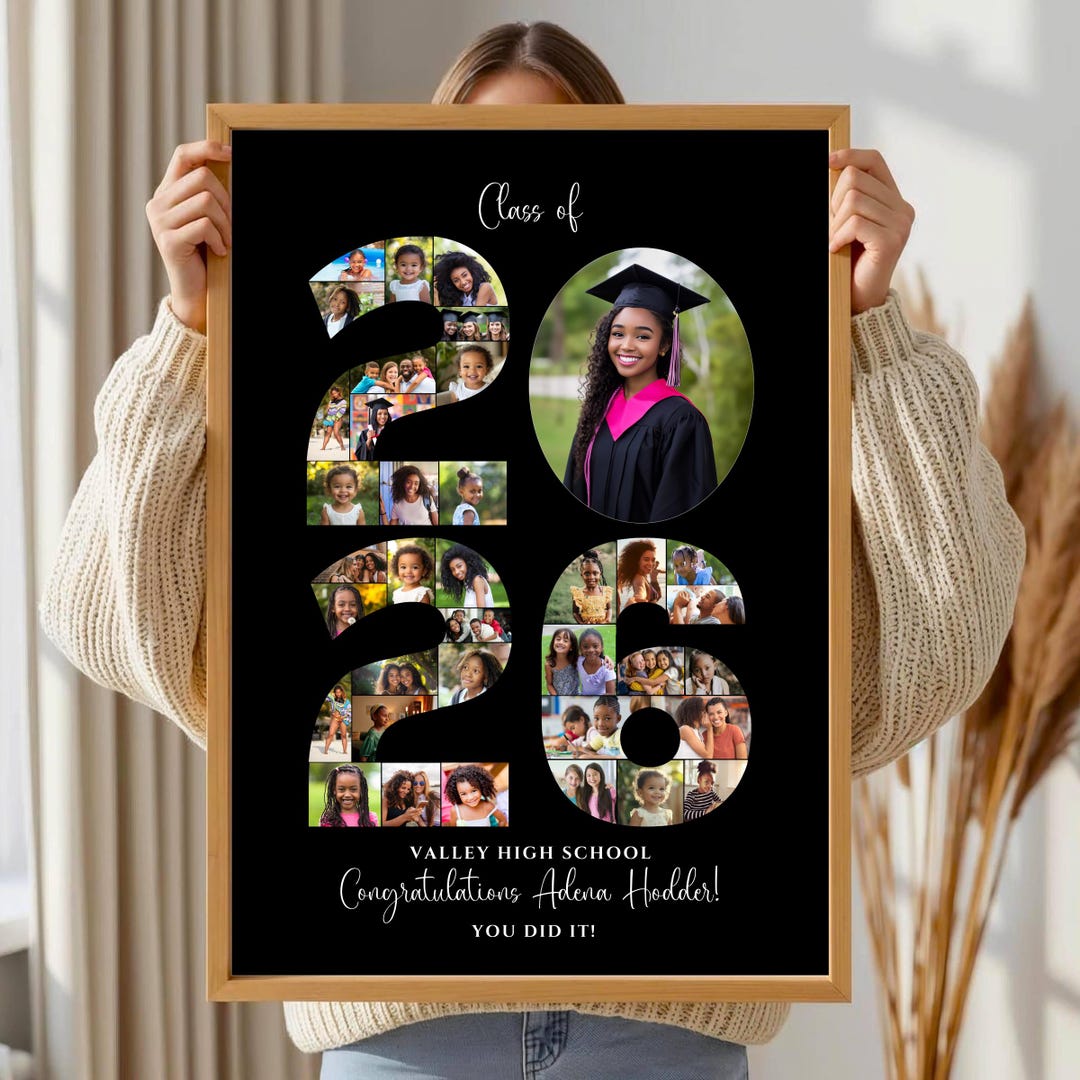 Graduation Photo Collage Template, Graduation Welcome Sign, Graduation ...