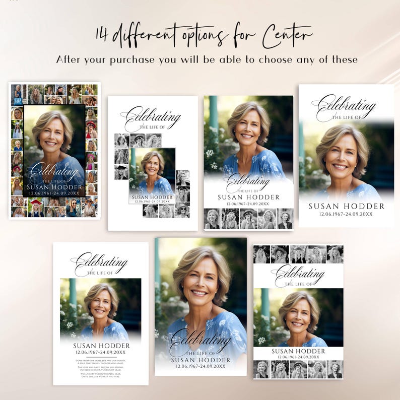 Editable Funeral Photo Collage Sign Template Set, Funeral Welcome Sign ...