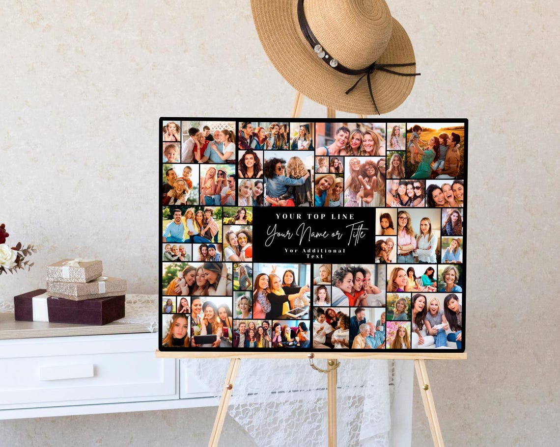 Poster Size Photo Collage, Collage Template for 50 Photos, Photo ...